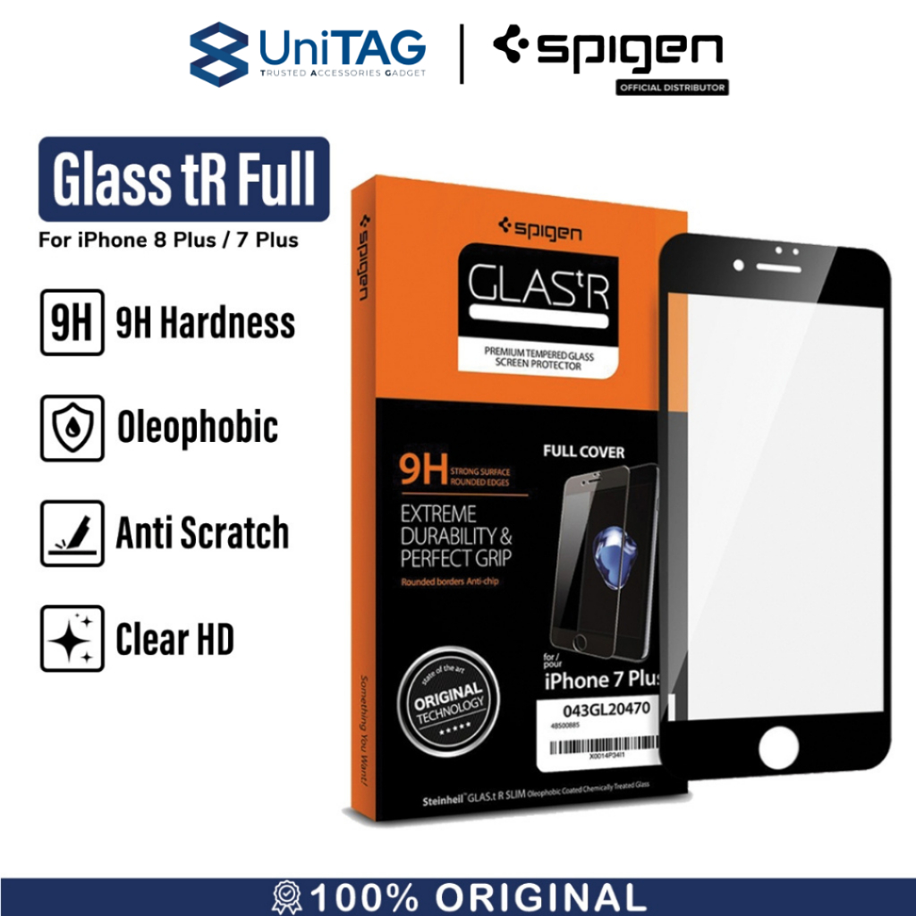 Jual Spigen iPhone 8 Plus / 7 Plus Tempered Glass Full Cover GLAS.tR ...