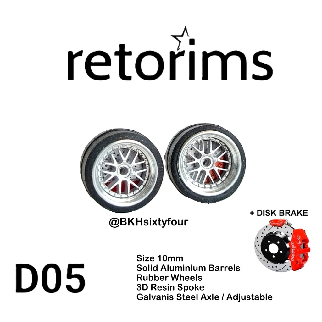 Jual Ban Karet ALLOY D05 RETORIMS 1:64 DISKBRAKE Rebel Tire 10mm ...