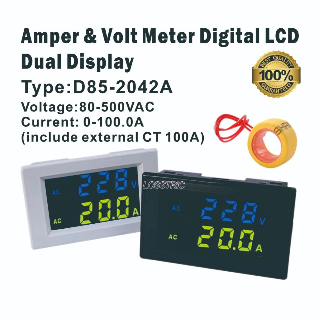 Jual VOLT METER & AMPER METER DIGITAL LCD DUAL DISPLAY AC 80-500V & AC ...