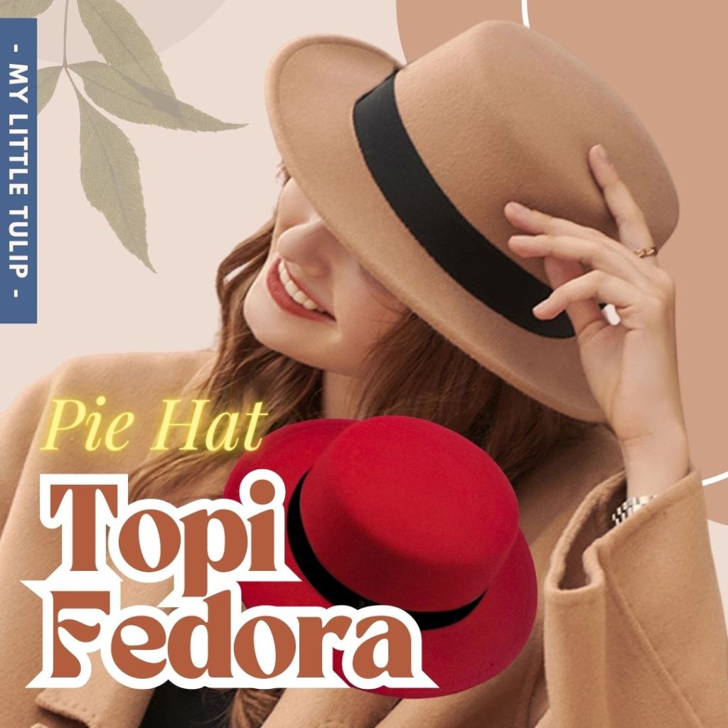 Jual Topi Fedora Pie Hat Flat Wanita Pria / Topi Coboy / Topi Panama ...
