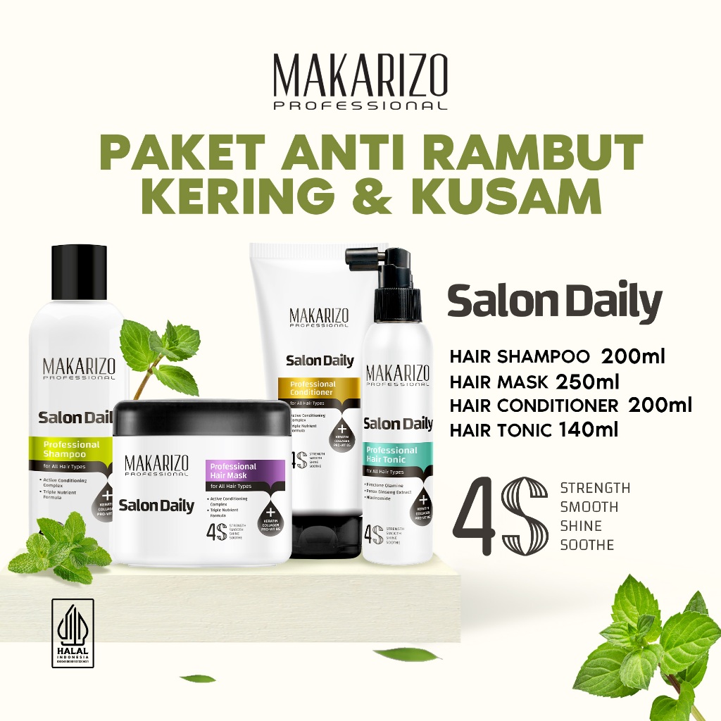Jual Makarizo Professional Salon Daily Paket Anti Rambut Kering dan ...