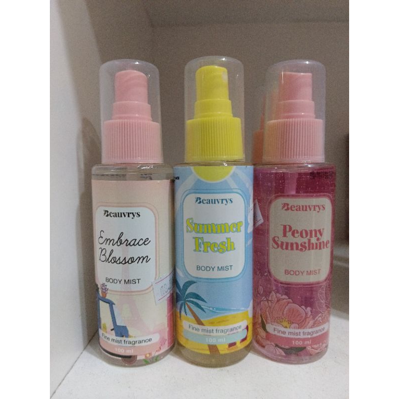 Jual Body Mist BEAUVRYS 100mL/Peony Sunshine/Summer Fresh/Embrace ...
