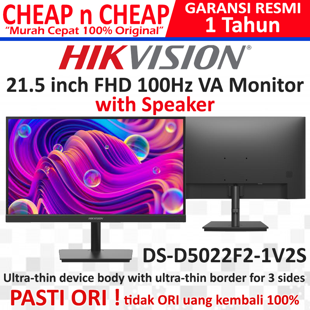 Jual LED Hikvision 22 inch HDMI VGA VA 100Hz DS-D5022F2-1V2S - Monitor ...