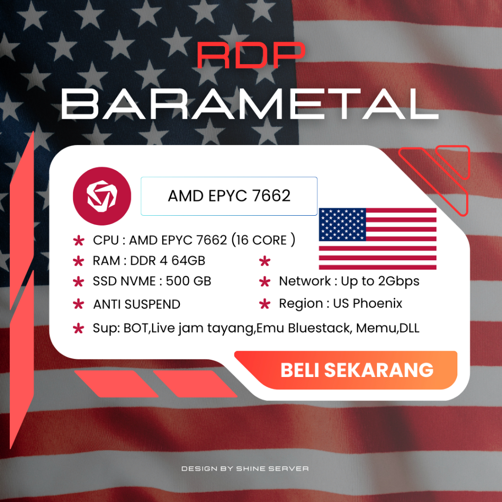 Jual RDP BARAMETAL US AMD EPYC 7662 16CORE Murah Premium Full Admin ...