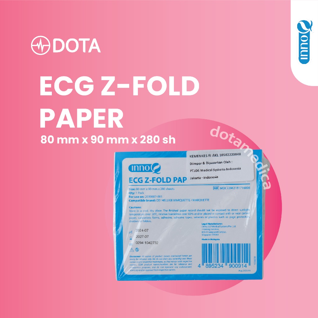Jual Kertas EKG / Thermal Paper / ECG Z Fold Paper 80mm x 90mm x 280sh ...