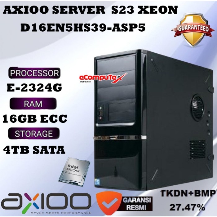 Jual AXIOO SERVER TOWER S23 (D16EN5HS39-ASP5) XEON E-2324G 550W 16GB ECC 512GB NVME + 4TB SATA ...