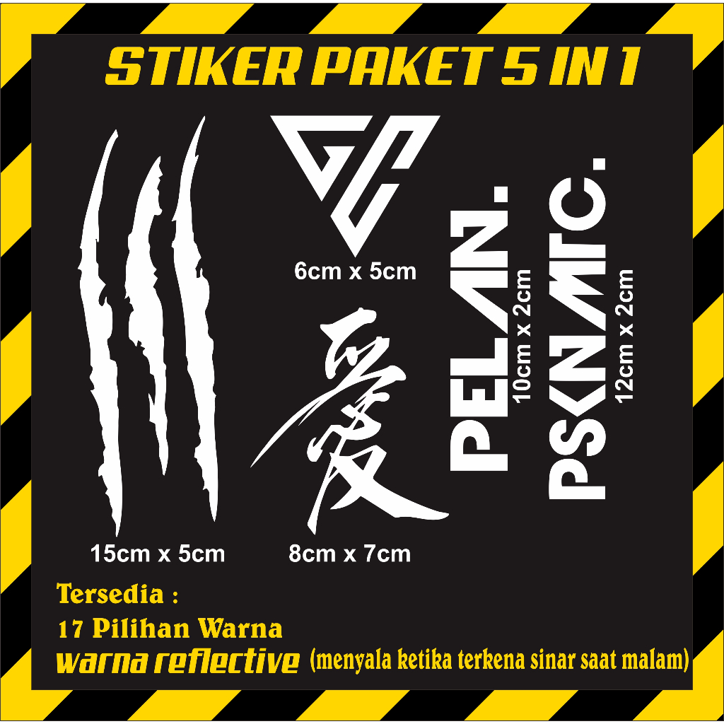 Jual Cutting Sticker Paket 5IN1 (1 Warna) Stiker Cakaran Logo GC Kanji ...