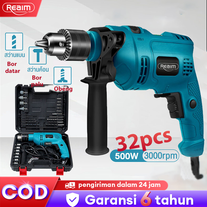 Jual reaim Mesin Bor Listrik 13mm Bolak Balik Electric Drill Bor Beton Kayu Besi Tembok Bor ...