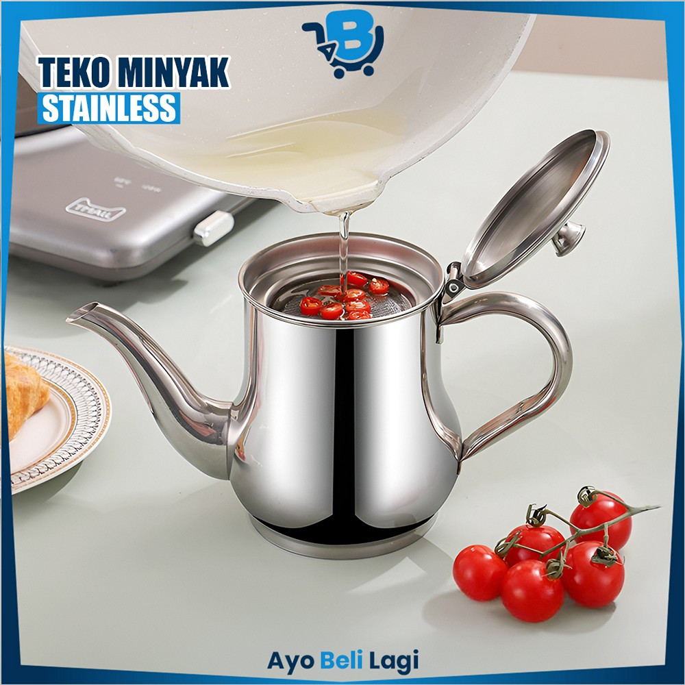 Jual Wadah Penyaring Minyak Goreng Stainless 600ML / Oil Pot Teko ...