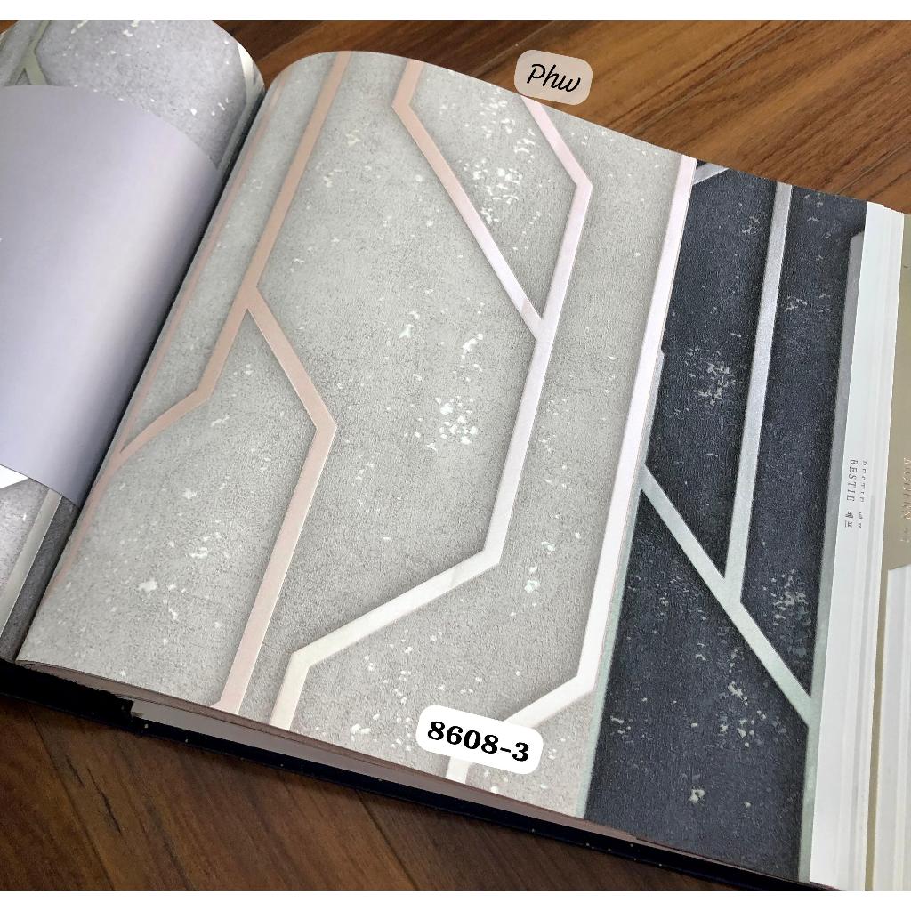 Jual Wallpaper Dinding Motif Kotak List Silver Dasar Semen Industrial ...