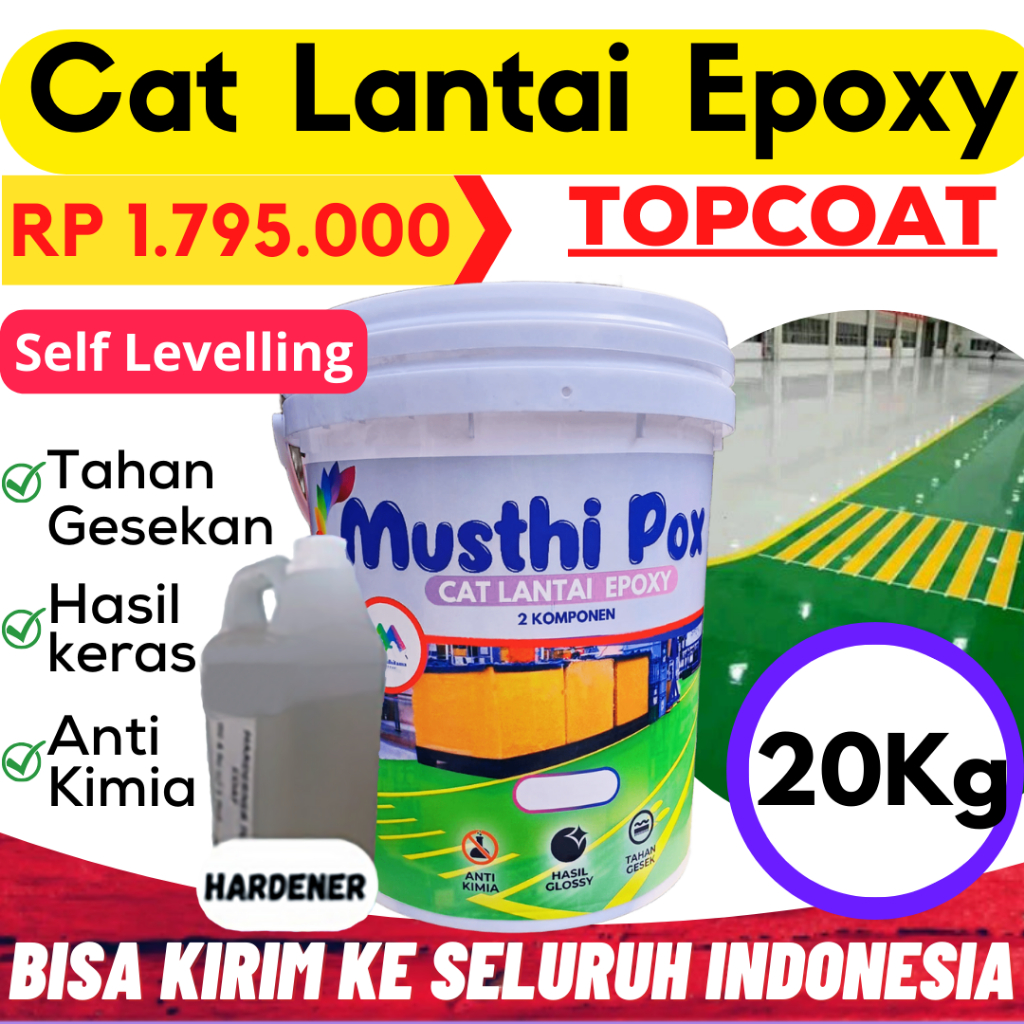Jual Cat Lantai Epoxy Primer Topcoat Musthi Pox 20 KG Bening Utk Keramik Semen Termurah | Shopee ...