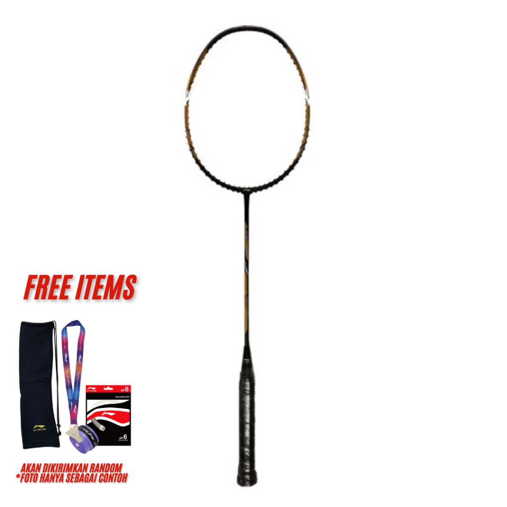 Jual Li-Ning Badminton Racket Turbo 99 Black/Gold AYPR022-4 Bundle ...