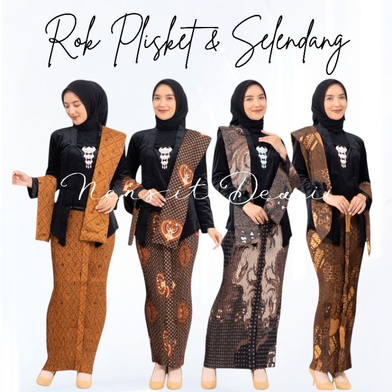 Jual [1 SET] Rok Plisket Wiru + Selendang, Motif Sama | Shopee Indonesia