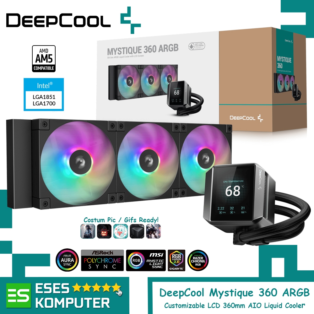 Jual AIO DeepCool MYSTIQUE 360 ARGB BLACK Customizable LCD Screens ...