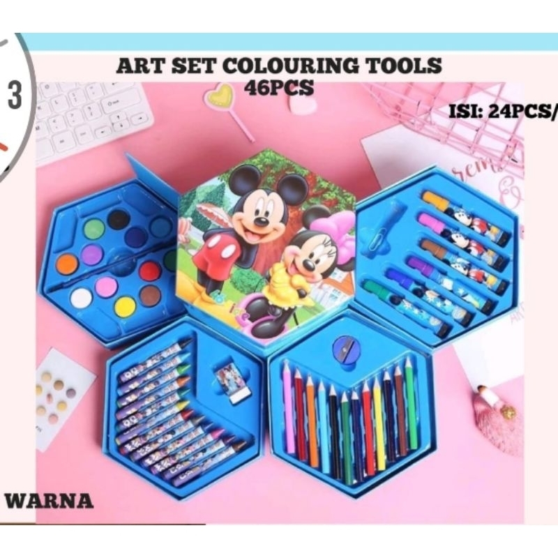 Jual Crayon Set Isi 42 / 46/Crayon Bertingkat Anak Spidol Pensil Warna ...