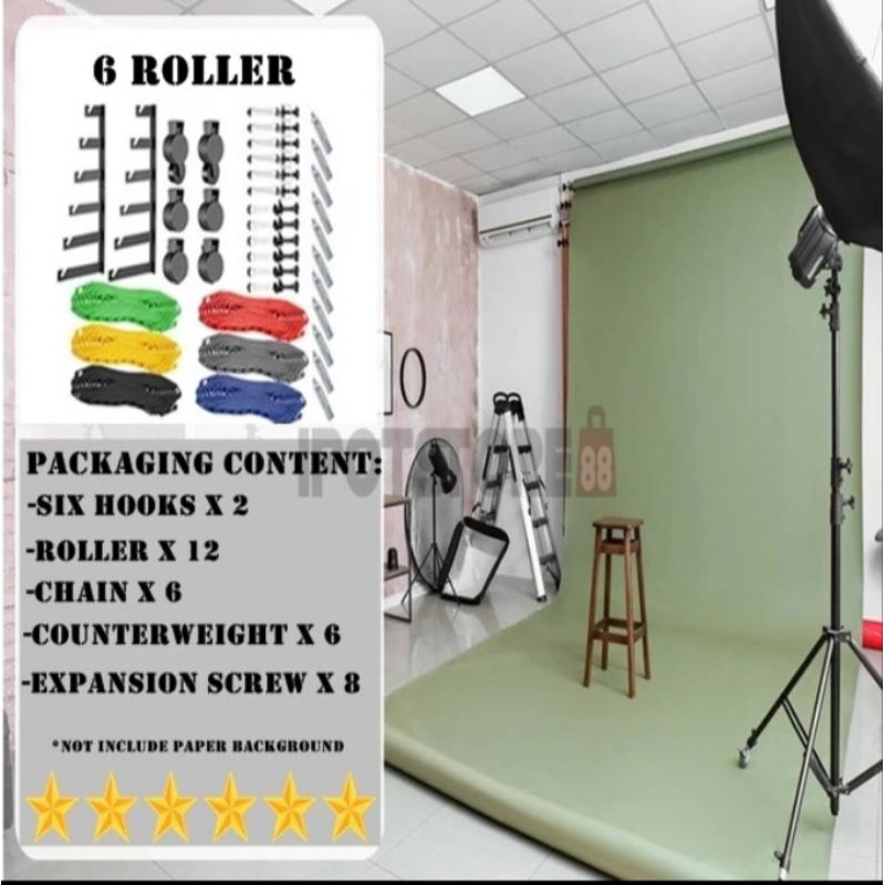 Jual Stand Backdrop Tiang Background Expander 6 Roller Pro Foto Studio ...