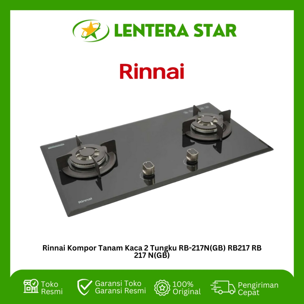 Jual Rinnai Kompor Tanam Kaca 2 Tungku RB-217N(GB) RB217 RB 217 N(GB) | Shopee Indonesia