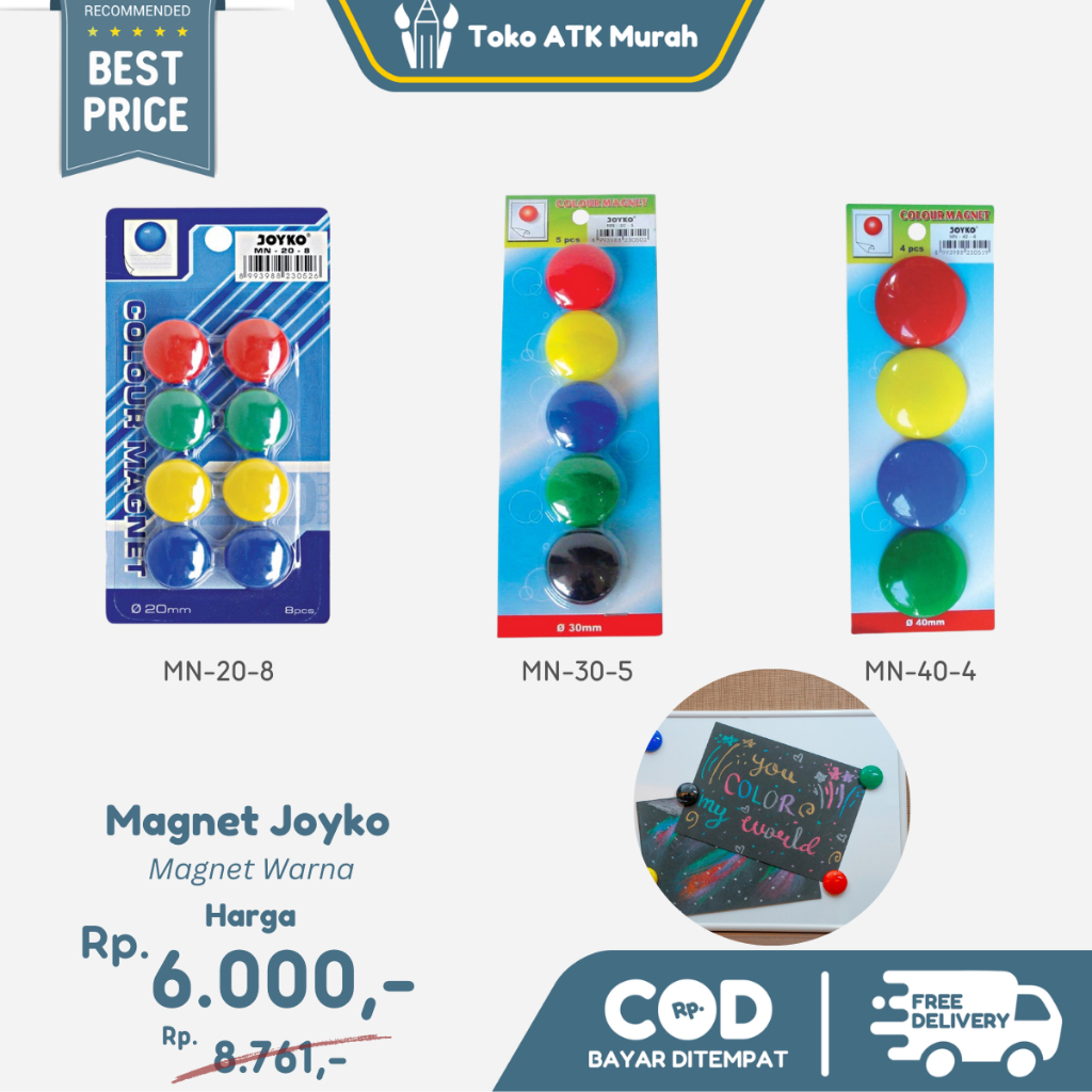 Jual MAGNET WARNA JOYKO ISI 5 ( MN 30-5 ) / ISI 8 (MN 20-8) / ISI 4 (MN ...