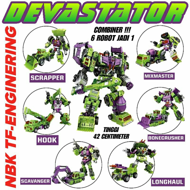 Jual NBK DEVASTATOR COMBINER 6 IN 1 CONSTRUCTICON DECEPTICON MINIATUR ALAT BERAT TF-ENGINERING ...