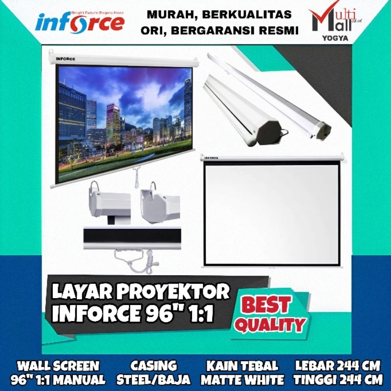 Jual Inforce Wall Screen 96" 1:1 (2440X2440) Layar Proyektor 96" Inch ...