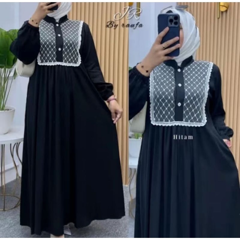 Jual GAMIS YURAI CRINGKLE RENDA BRUKLAT MEWAH LEBARAN//GAMIS WANITA ...