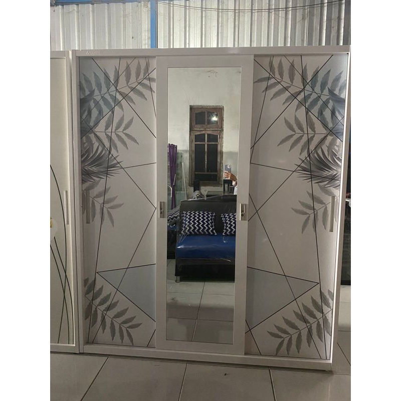 Jual (Cargo)Lemari Pakaian Besi Pintu 3 Sliding Jumbo Ukuran 160x185 // Lemari Besi Pintu Geser ...