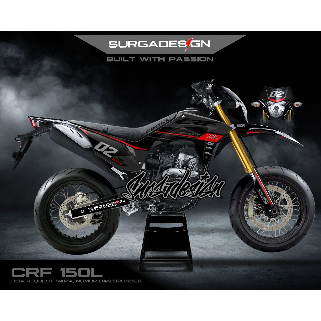 Jual DECAL CRF 150 L, DECAL CRF HITAM, DECAL CRF 150 L FULL BODY HITAM ...
