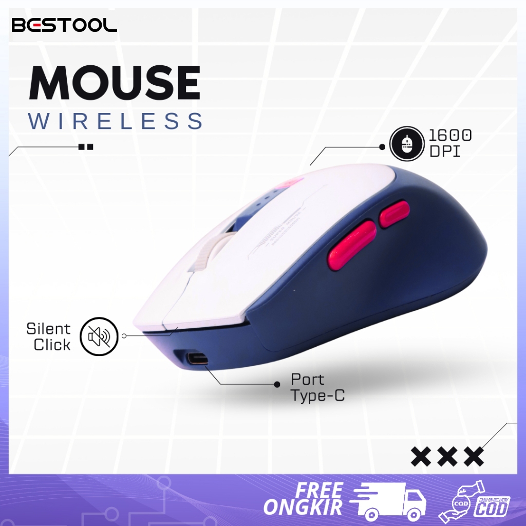 Jual bestool Mouse Wireless Bluetooth Silent Clik Dual Mode 2.4Ghz And Bluetooth 5.2 ...