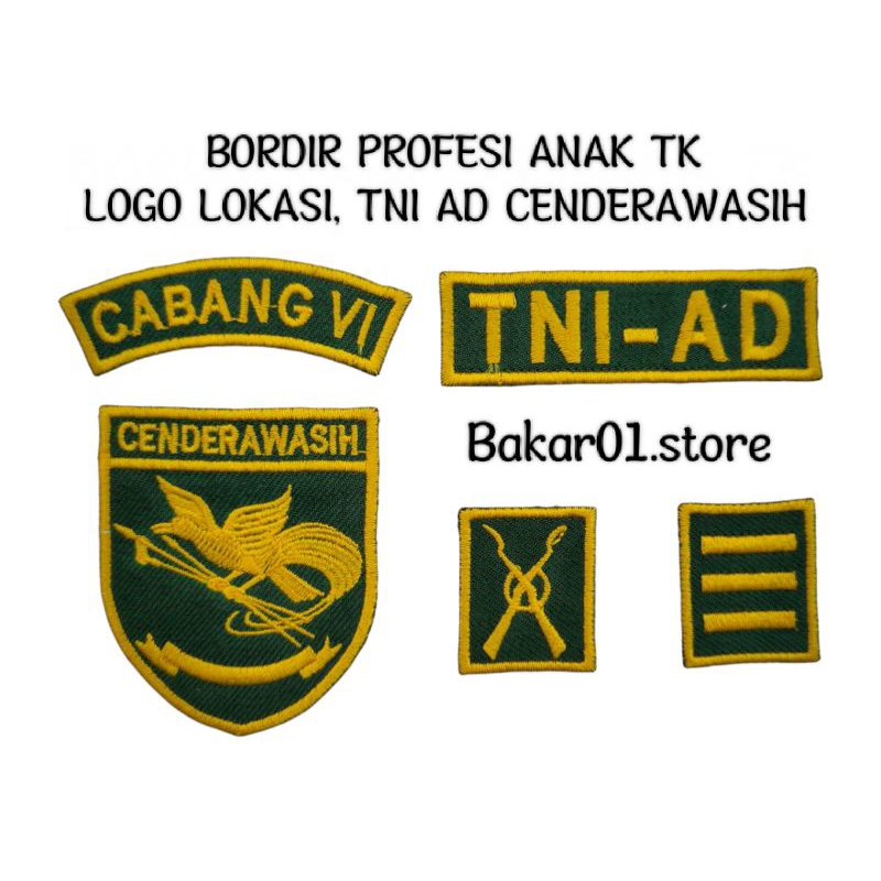 Jual BORDIR, BADGE, EMBLEM, LOGO ATRIBUT PROFESI ANAK TK, TNI-AD ...