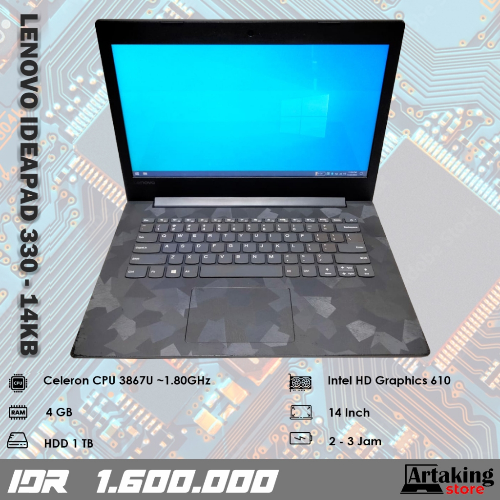 Jual Lenovo Ideapad 330 - 14IKB - Celeron 3867U - Ram 4 GB - Normal Siap Pakai | Shopee Indonesia