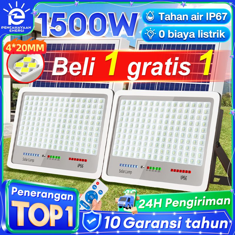 Jual lampu tenaga surya outdoor otomatis 1500W tahan air IP67 lampu ...