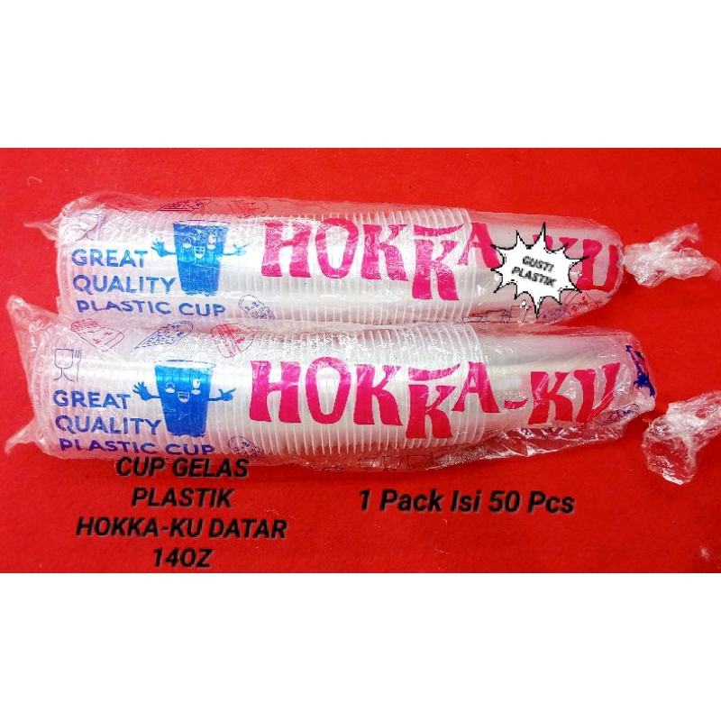 Jual GELAS PLASTIK CUP MINUMAN HOKKA-KU DATAR/OVAL UK 14 OZO ISI 50 PCS | Shopee Indonesia
