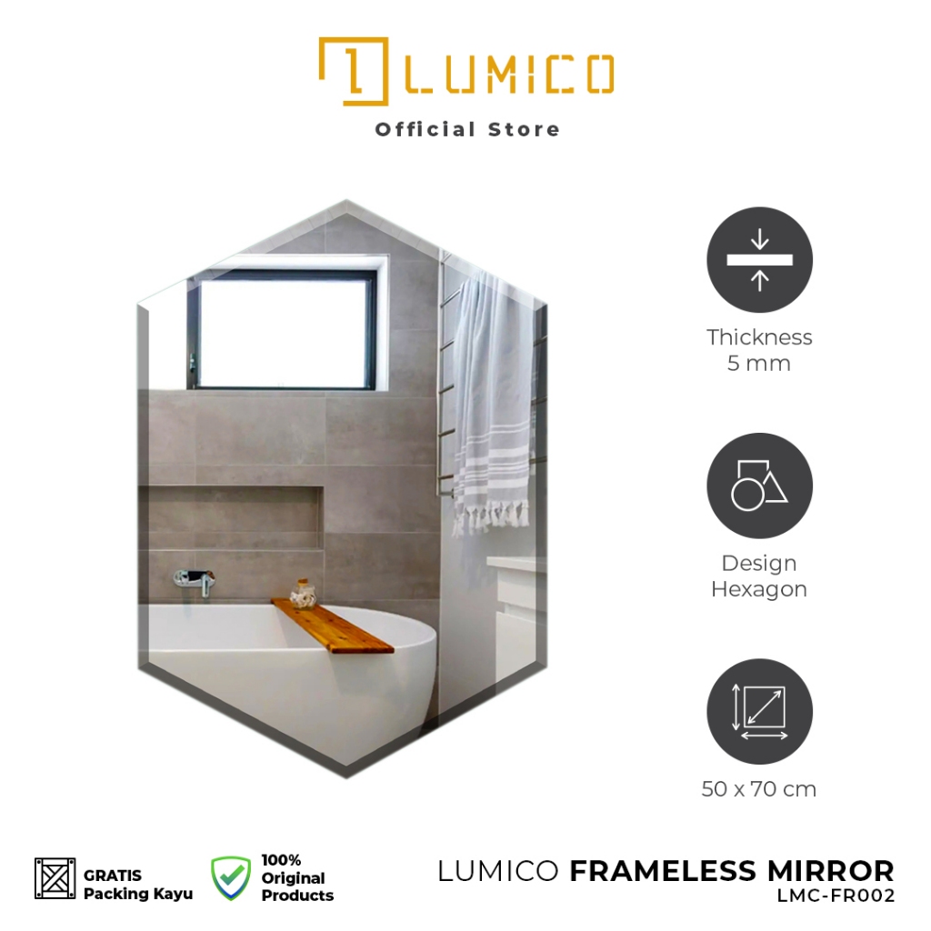 Jual Lumico Mirror Kaca Cermin frameless Wastafel Modern Hiasan Dinding Kamar Mandi Hotel - LMC ...
