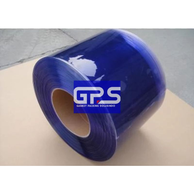 Jual TIRAI PVC PLASTIK PVC CURTAIN BLUE CLEAR 2MM X 20CM X 50MTR ...