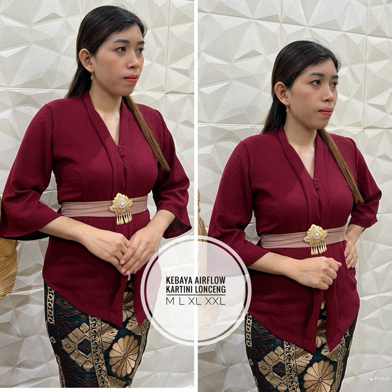 Jual kebaya jadi Kringkle Airflow model Kartini tangan lonceng | Shopee ...