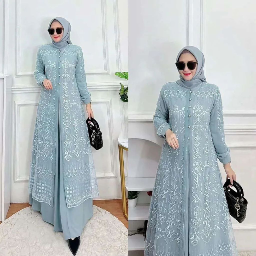 Jual Sabrina Dress Wanita Kondangan Terbaru 2024 Gamis Ceruty Premium ...