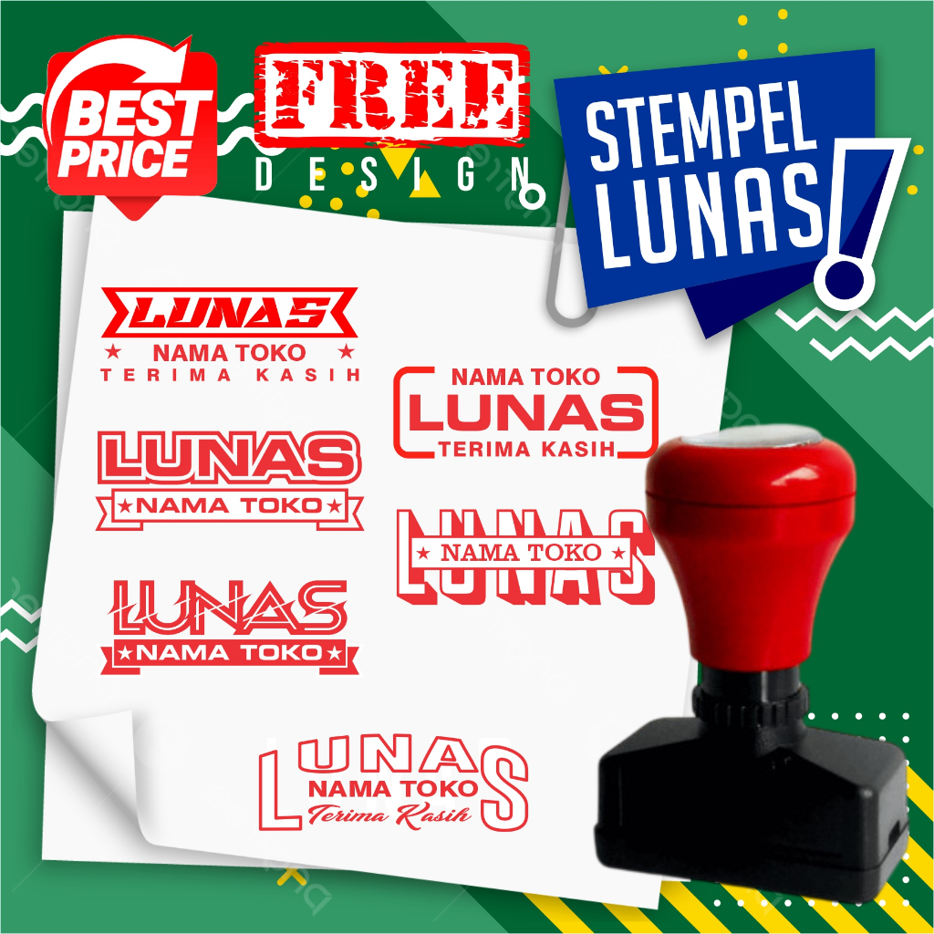 Jual STEMPEL CAP LUNAS BENTUK PERSEGI PANJANG OTOMATIS | Shopee Indonesia