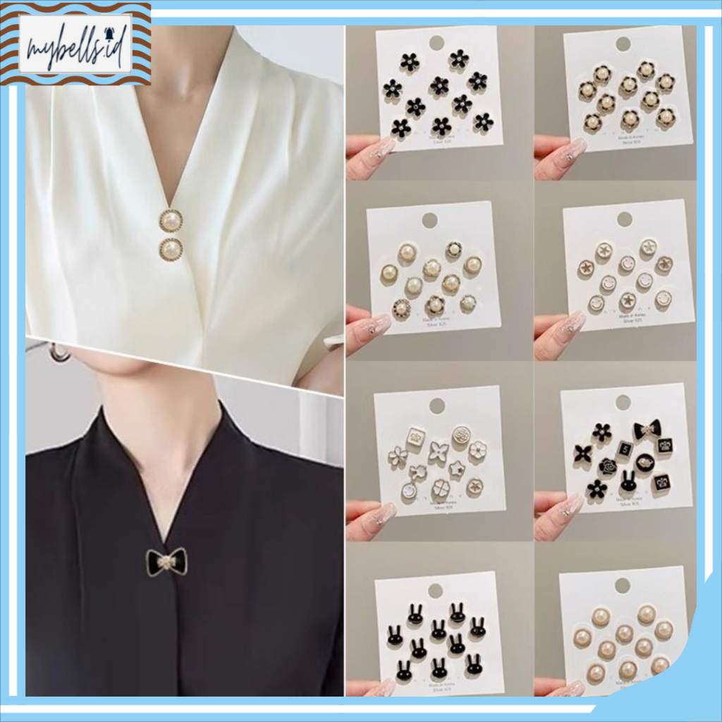 Jual MB KB542 Set Bross Pin Motif Bunga Bintang Pin Kancing Isi 10pcs Fashion Wanita Korea ...