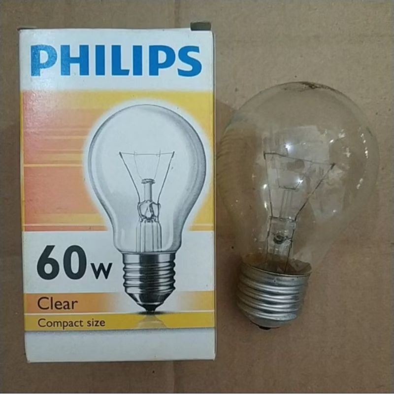 Jual Lampu Philips Pijar | Clear 60 Watt Cahaya Kuning | Shopee Indonesia