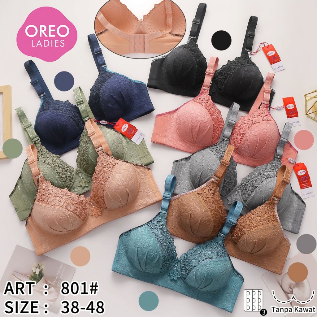 Jual OREO [3Pcs] BRA-801 BRA/BH PAKAIAN DALAM WANITA CUP B FULL EMBOSE RENDA KAIT 3 | Shopee ...