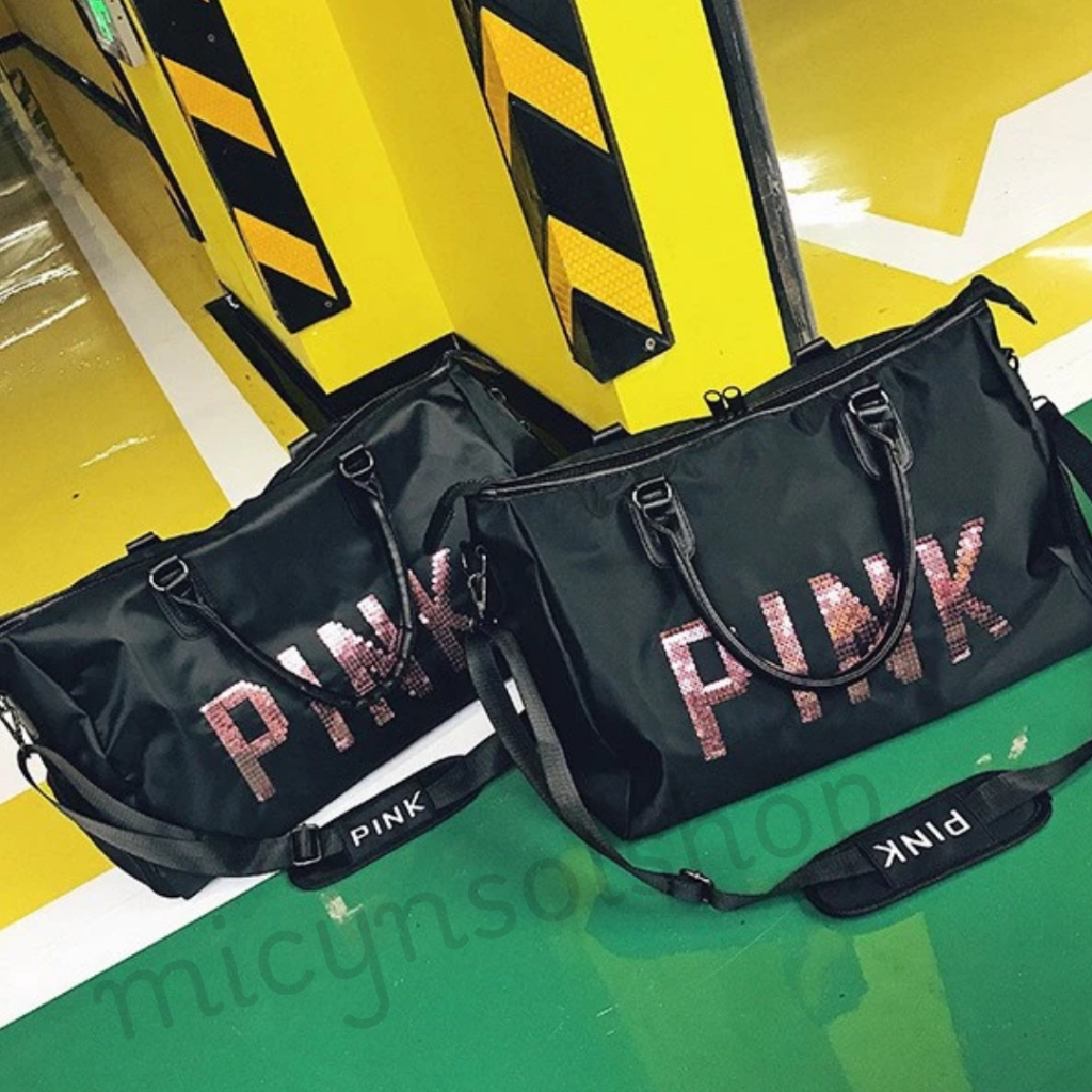Jual MICYNSOLSHOP - TAS GYM VICTORIA SECRET PINK BLING/ KODE V4 HITAM ...