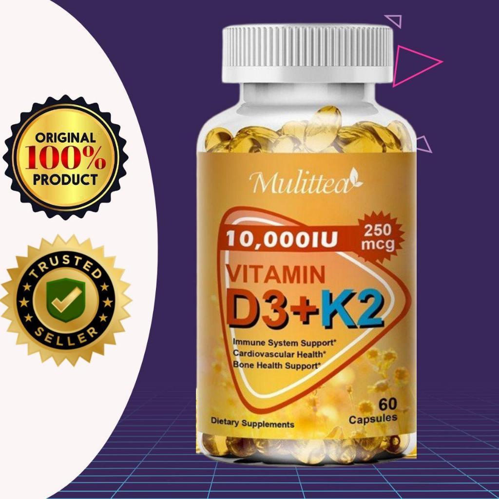 Jual MULITTEA 60pcs 10,000IU Vitamin D3 & K2 (mk7) Softgel untuk ...