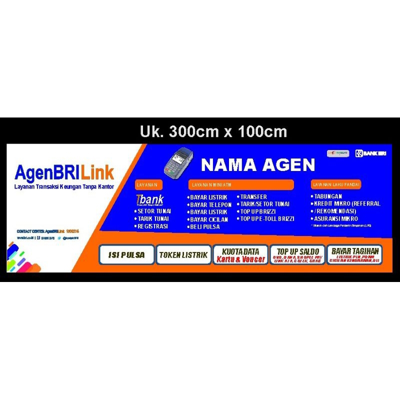 Jual spanduk/banner BRILINK dan Counter Pulsa uk. 300cm x 100cm ...