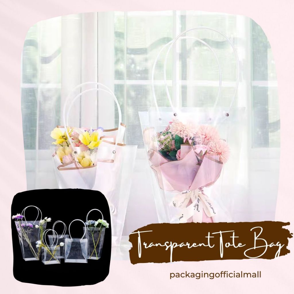 Jual TRANSPARENT TOTE BAG / KERANJANG BUKET BUNGA / AKSESORIS BUKET ...
