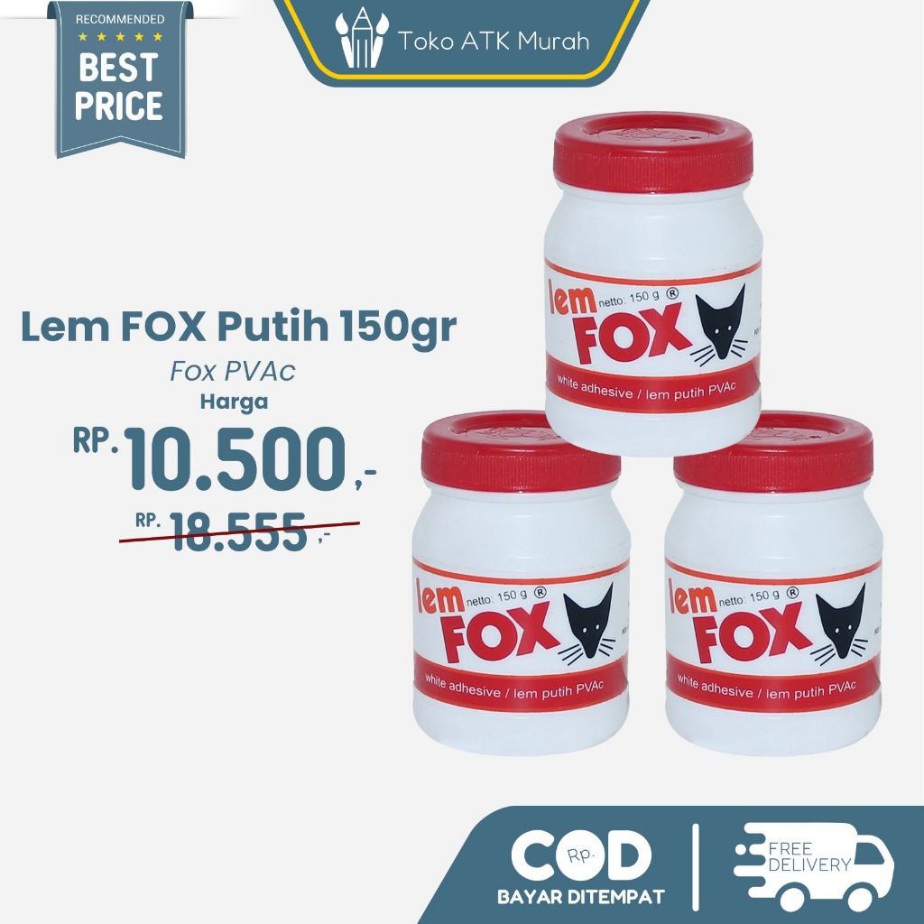 Jual Lem Fox Putih PVAc 150gr - Lem Serbaguna untuk Kayu, Kertas, Kerajinan | Shopee Indonesia