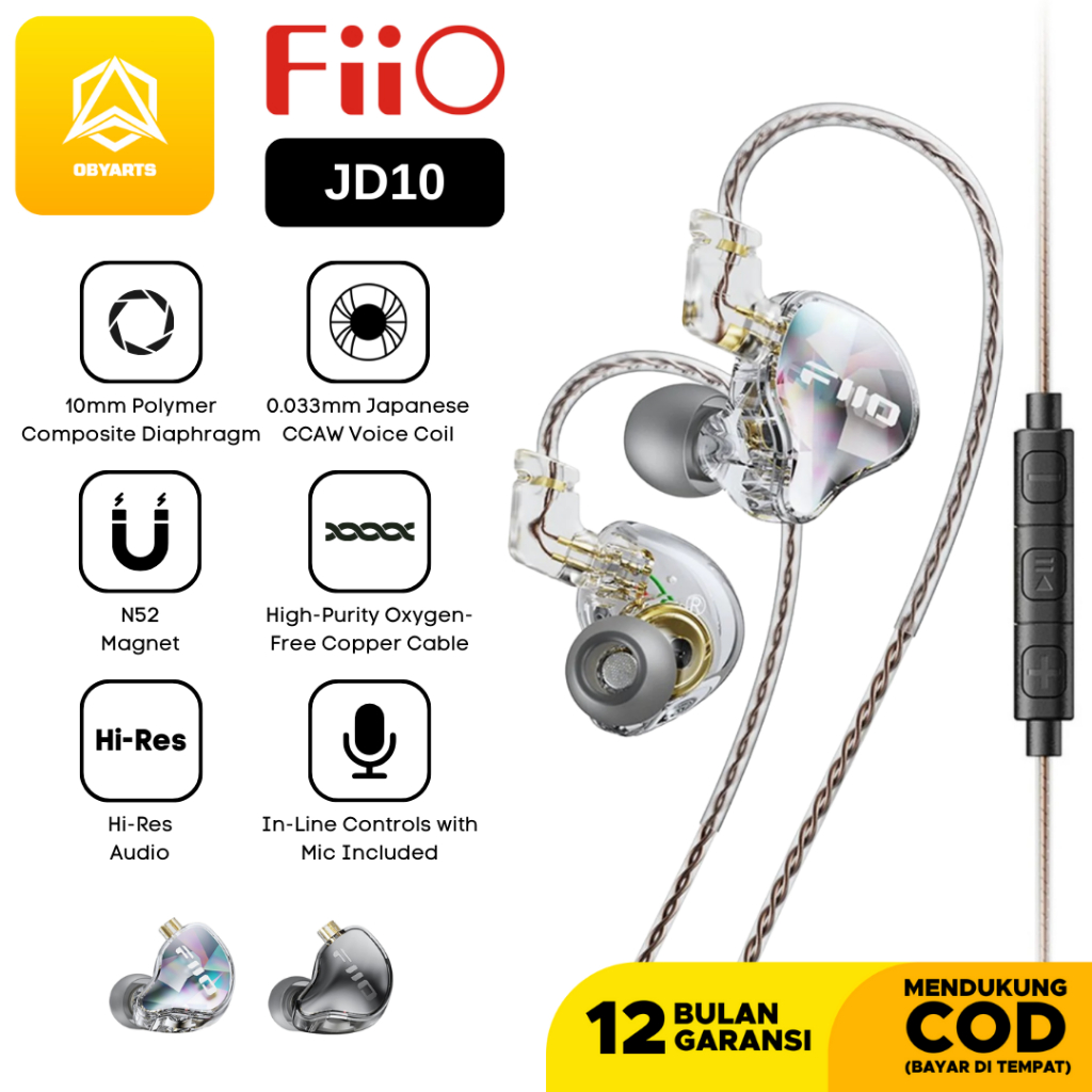 Jual FiiO JD10 / JD-10 / JD 10 with Mic HiFi Stereo Dynamic In Ear ...