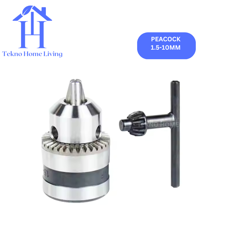 Jual Kepala Bor Listrik/Drill Chuck Ukuran 1.5-10mm Kunci 10mm Peacock ...