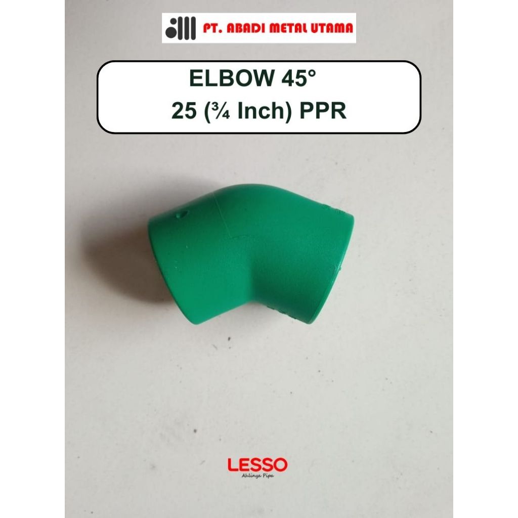 Jual ELBOW PPR 45 DERAJAT DN 25 MM (¾ INCH) GREEN LESSO | Shopee Indonesia
