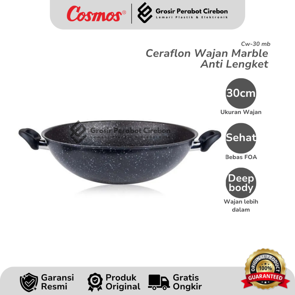 Jual COSMOS WOK PAN MARBLE CW-30 MB / CW 30 MB WOK PAN MARBLE COSMOS 30 CM | Shopee Indonesia