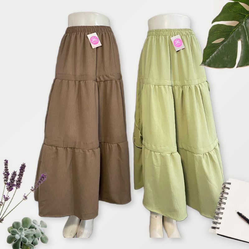 Jual (15 WARNA) Rok rempel cantik susun 3 grade A crinkle airflow ...